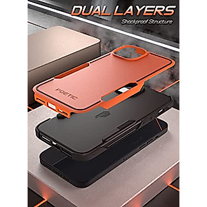 Poetic Neon Series iPhone 14 Case, Dual Layer Heavy Duty Tough Rugged Light Weight Slim Shockproof Protective Drop Protection Phone Case 2022 New Cover for iPhone 14 (6.1 Inch), Orange
