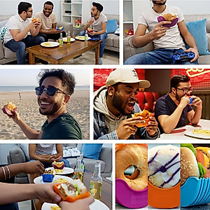 YFEIQI Contact-Free Burger Holder Clip, Retractable-Reusable-Washable Food Grade Silicone Hamburger/Sandwich Clip, Burger Holder Box