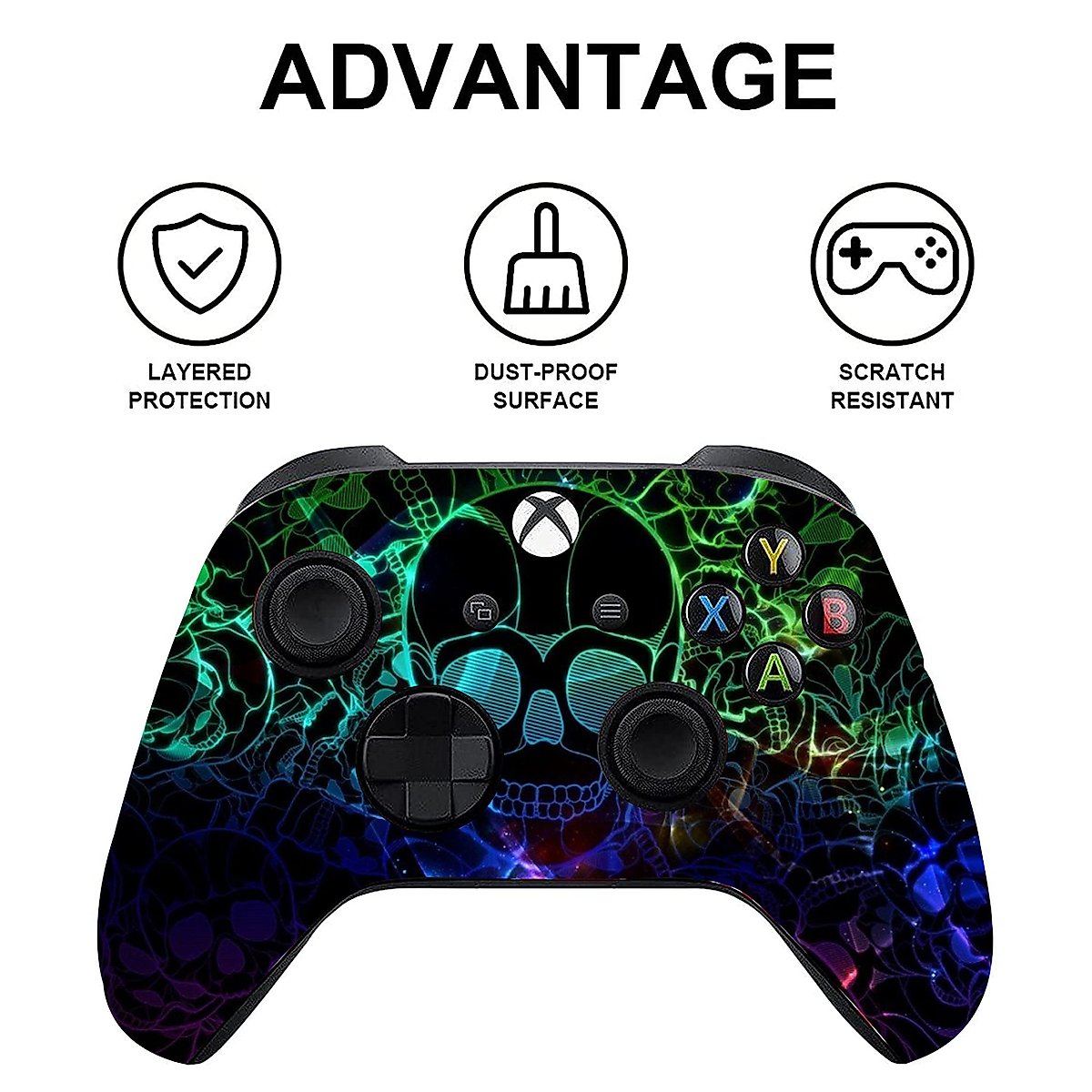 MODUCQY Skull X-Box Series X Skins Set，Cool Horror Stickers Protector Wrap Cover Protective Faceplate Full Set Compatible with X-Box Series X Console and Controller Skins