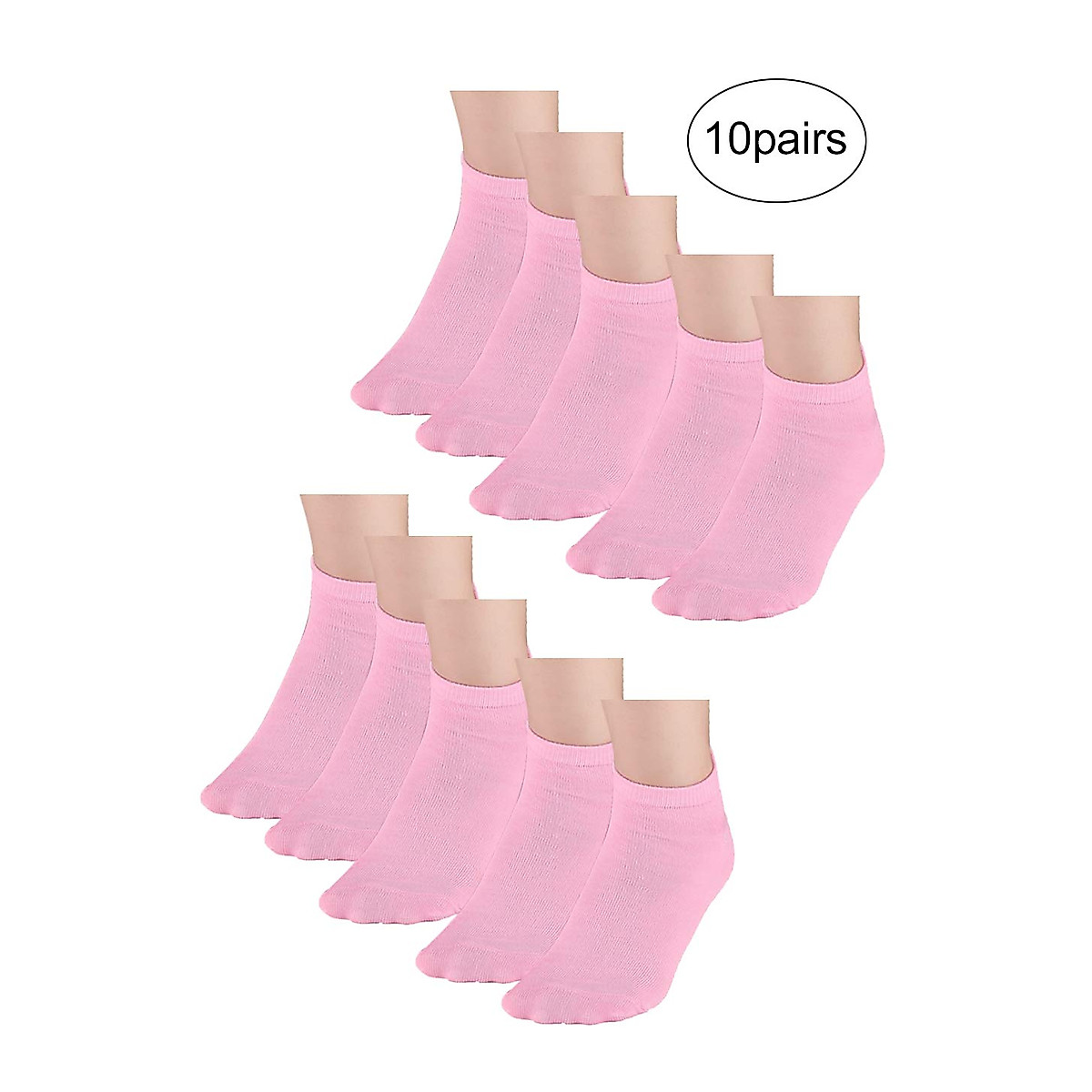 Allegra K Athletic Low Cut Ankle Socks-Stretch Cuffs Soft 10 Pairs Medium Pink