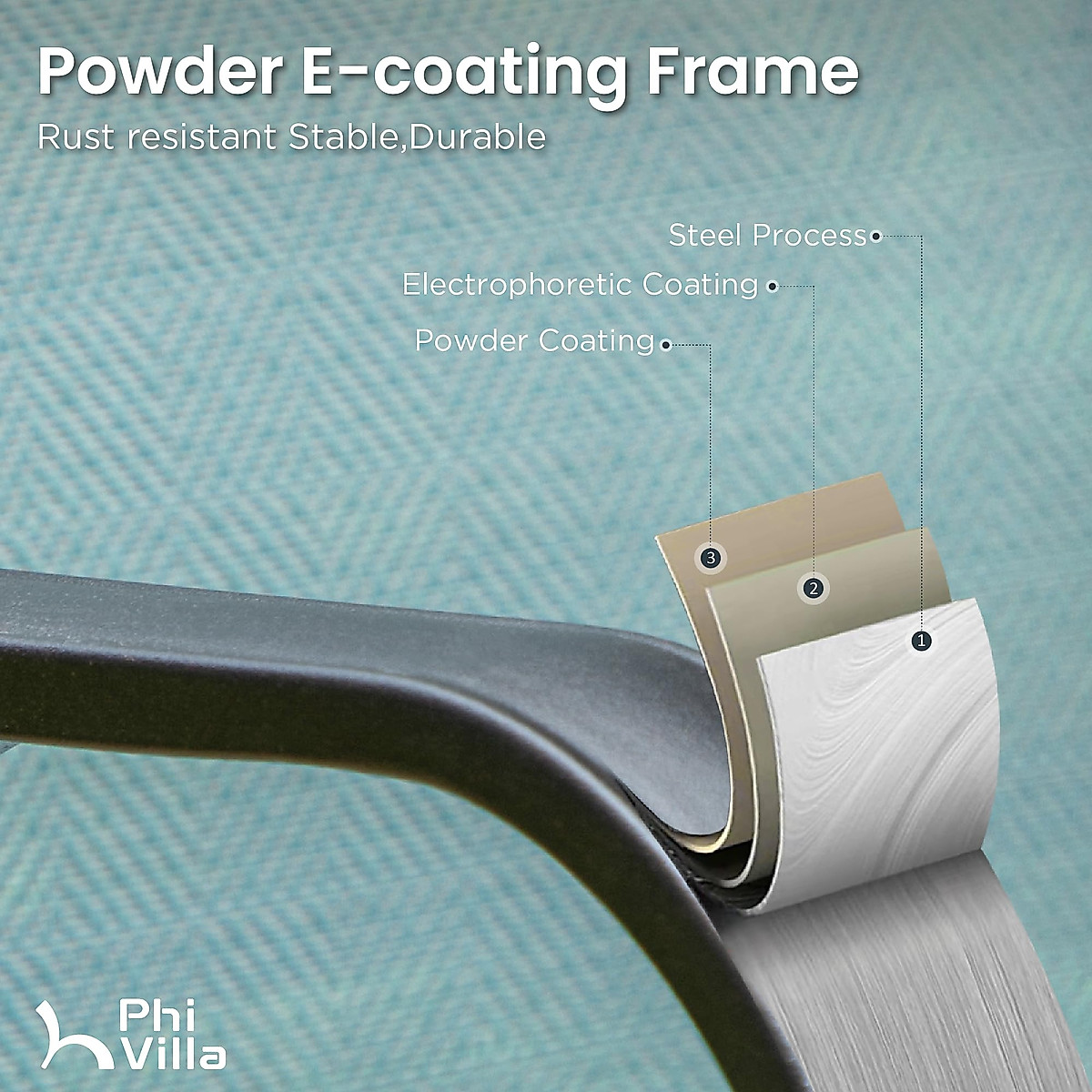 PHI VILLA Outdoor Bar Stools Set of 2, Swivel Patio Bar Stools & Chairs with Armrest, All-Weather High Top Outdoor Bar Chairs for Outside, Porch and Deck