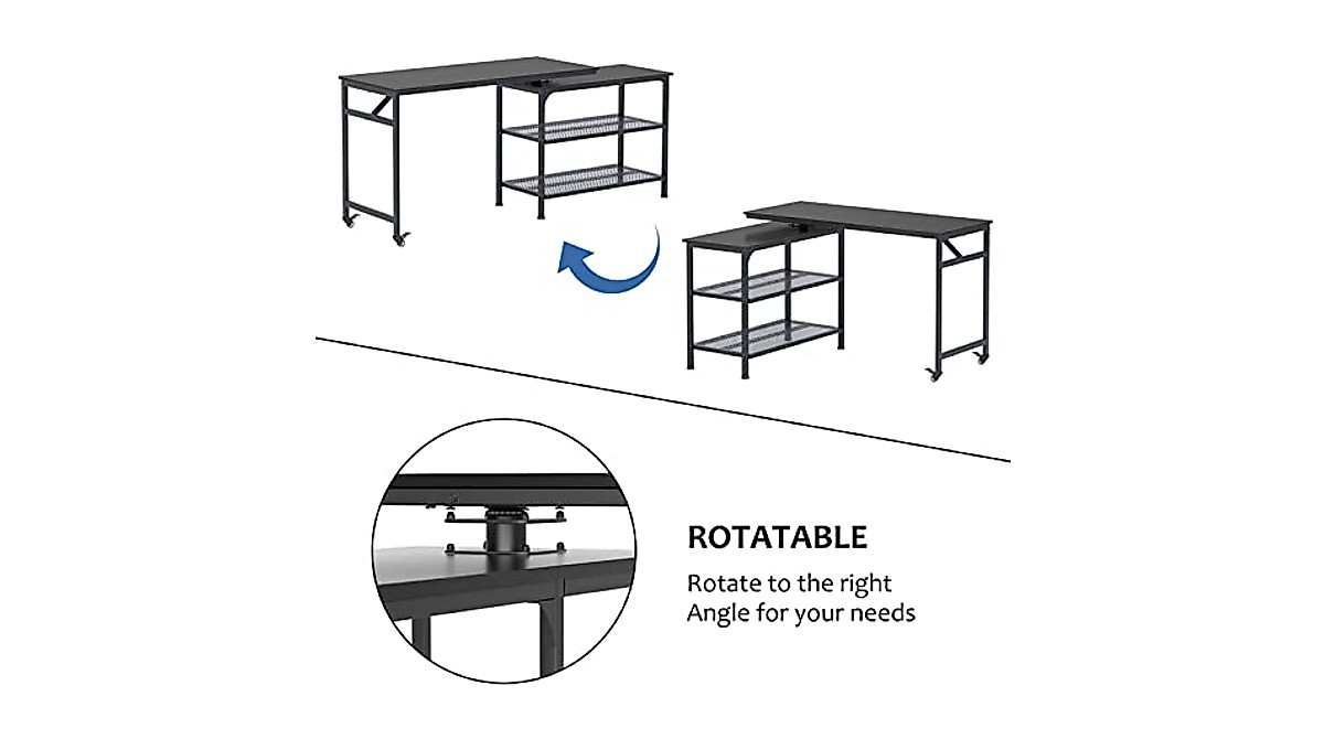 Soges 360° Rotating L Shaped Desk for Home Office