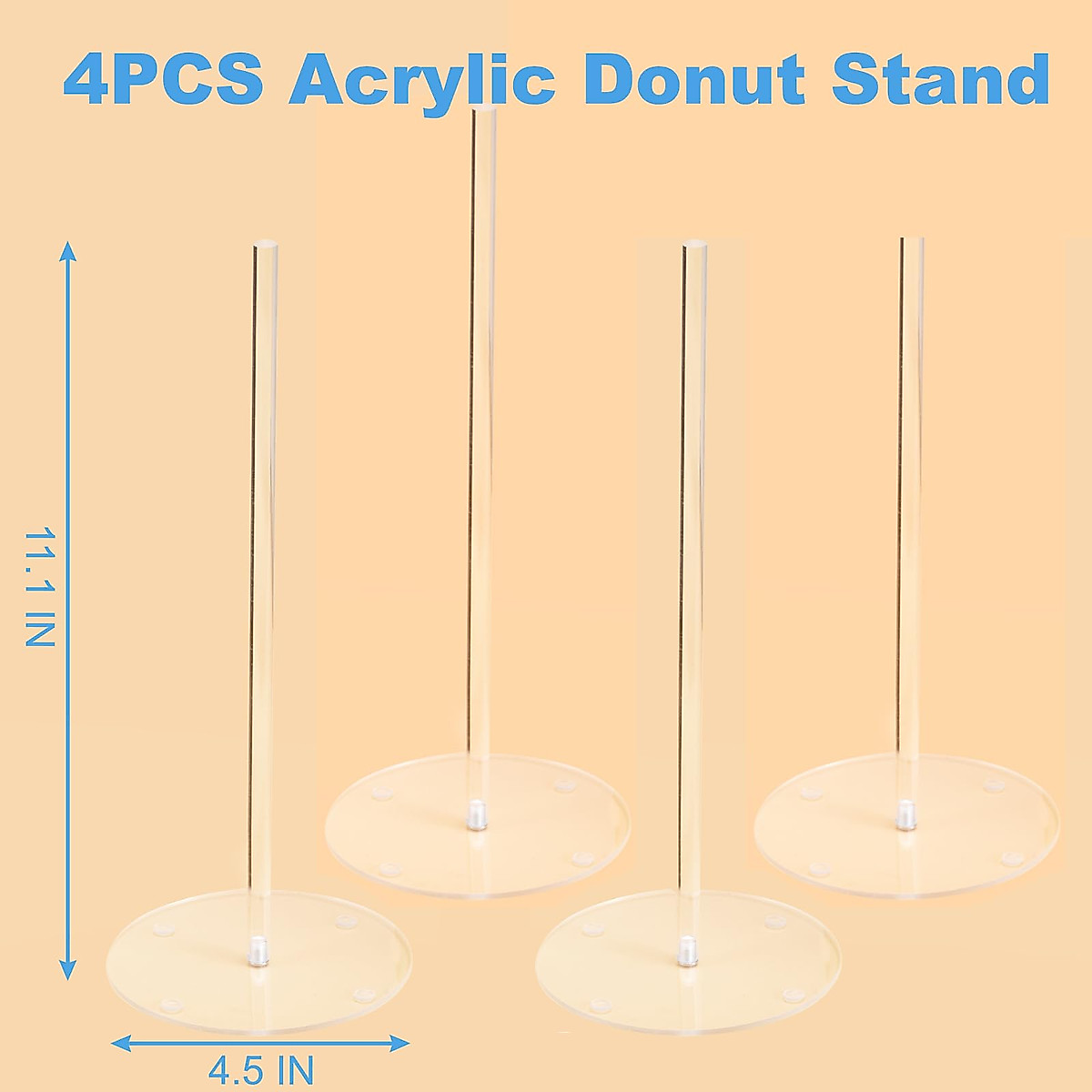 4PCS Acrylic Donut Stand, Donut Holder Stands for Dessert Table, HENABLE Clear Donut Display Stand Tower, Bagel Stand Holder, Doughnut Stand for Party, Christmas, Birthday and New Year