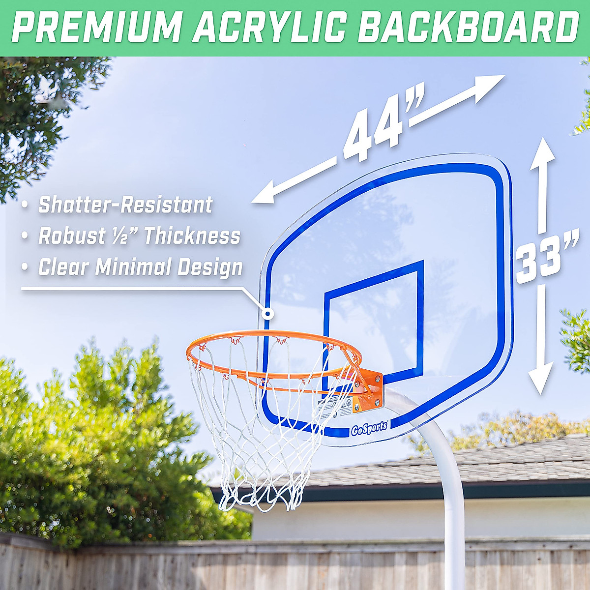 GoSports Splash Hoop ELITE Pool Basketball Hoop with Premium Acrylic Backboard and Water Weighted Base