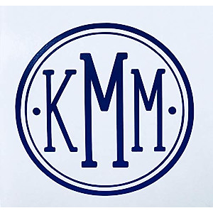Custom Monogram Vinyl Decal - Initial Bumper Sticker, for Tumblers, Laptops, Car Windows -Circle with Simple Letters & Dot Design