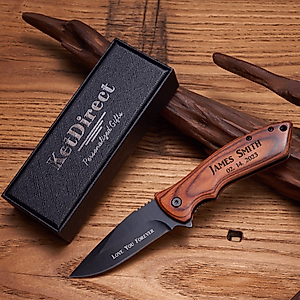 Personalized Engraved Pocket Folding Knife for Boyfriend Husband Dad Son Him - Valentines Birthday Christmas Anniversary Fathers Day Graduation Wedding Gift - Custom Men Camping Fishing Hunting Knives