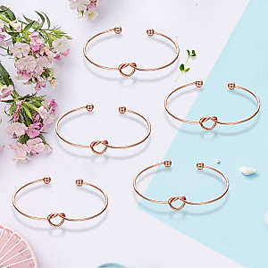 Bridemaid Love Knot Bracelets set - Mookoo 9 Set Bride Tribe Hair Tie and Bracelets Bridal Shower Cuff for Girls Women (bride tribe with 9 bags)