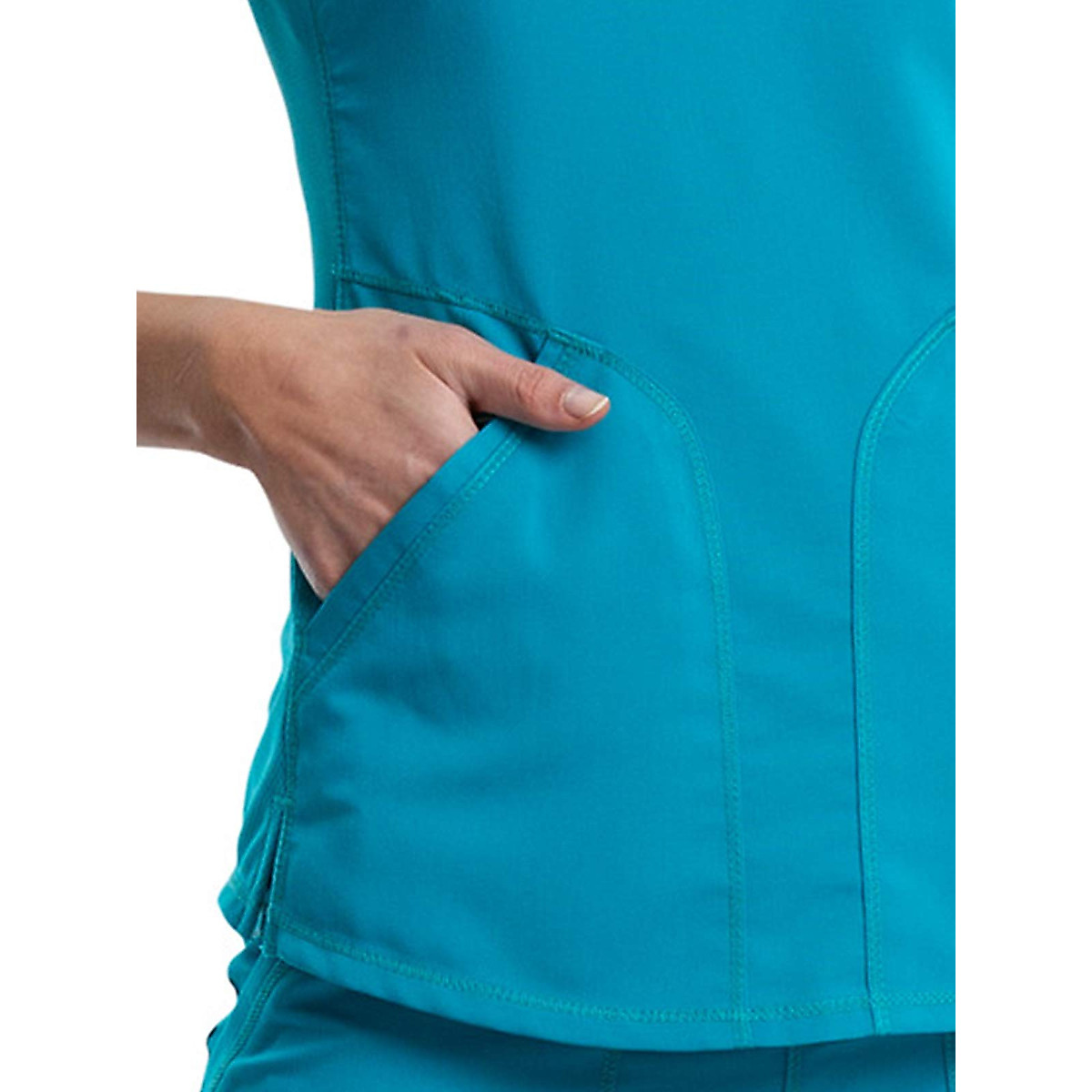 Cherokee Women's V Neck Scrubs Top with Shirttail Hem WW601, XXS, Teal Blue