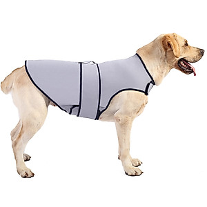 Sychien Dog Anxiety Dog Jacket,Dog Thunder Calming Shirt Wrap Vest for Large Dogs,Travel, Fireworks, Separation, Bluish Grey L