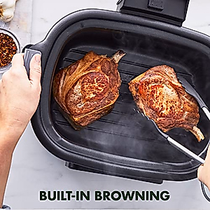 GreenPan Stainless Steel 13-in-1 Air Fryer Slow Cooker & Grill, Presets to Steam Saute Broil Bake and Cook Rice, Healthy Ceramic Nonstick and Dishwasher Safe Parts, Easy-to-use LED Display