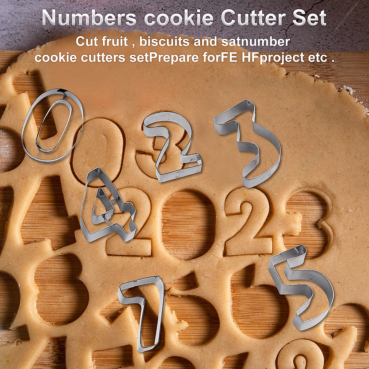 Prasacco 9 Pieces Number Cookie Cutters, 3 Inch Stainless Steel Number Shapes Cookie Cutters DIY Biscuits Sugar Fondant Cake Decorating Tools for Kitchen Baking Halloween Christmas Easter Party