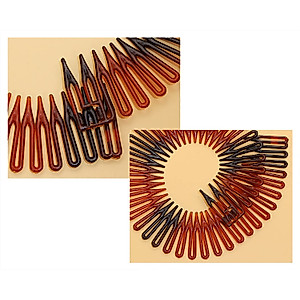 PENTA ANGEL Stretch Hair Combs 6Pcs Flexible Plastic Full Circular Circle Comb Headband Hair Wrap Holder Hairband for Women (Classic Style)