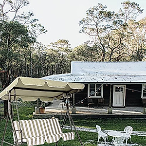 Swing Canopy Replacement Top, Outdoor Patio Swing Canopy Replacement, 3 Seat Swing Canopy Replacement Cover for Porch Patio Garden Seat (Beige/64 * 44 * 5.9)