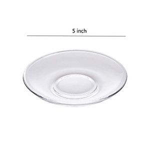 Sizikato 6pcs Clear Glass Snack Plate, Restaurant Dessert Plate, Tea Table Decoration Tea Bag Holder. 5 Inch