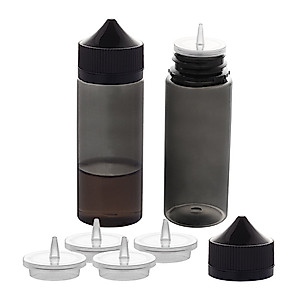 5pcs empty 100ml/120ml PET liquid bottle Unicorn dropper bottle DIY liquid bottle dispensor (All Black transparent, 120ML X 5PCS)