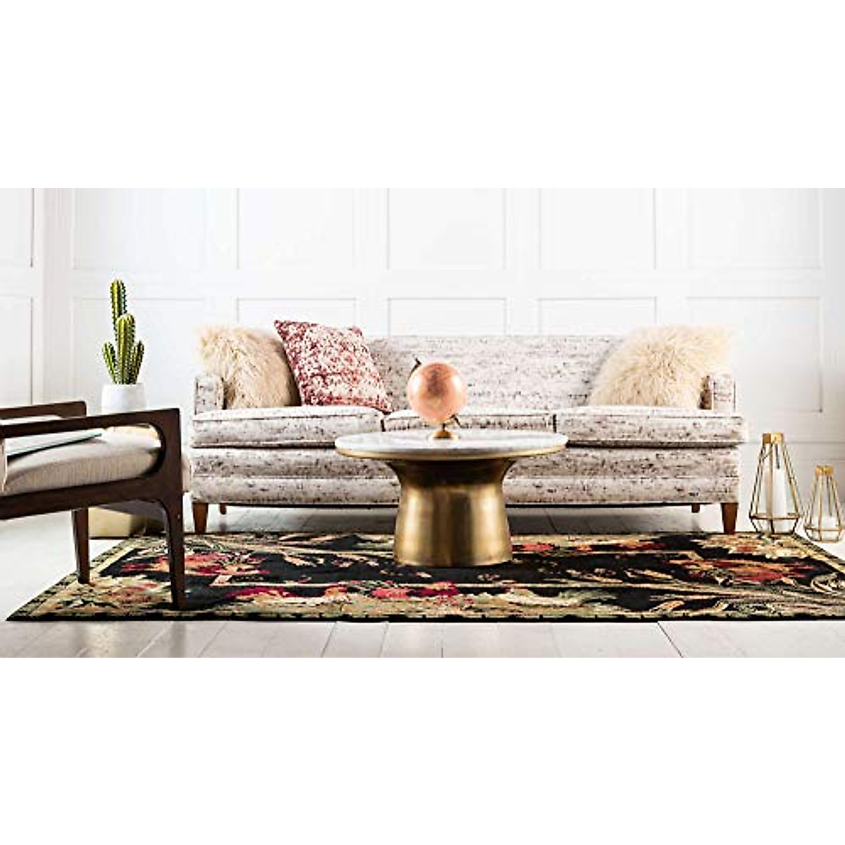 Unique Loom Barnyard Collection Area Rug - Farm (5' 3" x 8' Rectangle, Black/ Cream)