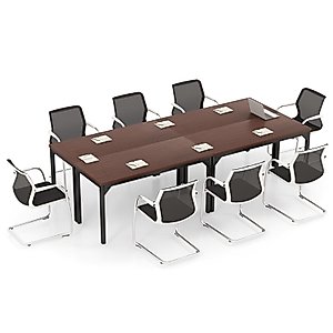 Tangkula Conference Table Set of 4, Rectangular Meeting Room Table with Large Tabletop & Heavy-Duty Metal Frame, Multifunctional Computer Desk for Home, Office, Conference Room