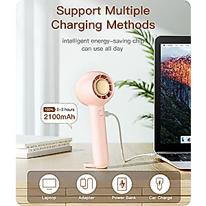 Cousper Handheld Portable Mini Fan with USB Rechargeable, 2 Speed Adjustable Strong Wind Cooling Fan, Lightweight and Powerful Makeup Personal Pocket Fan for Travel Office Home Indoor Outdoor Pink