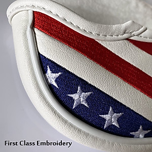 Red White Blue Patriotic Golf Putter Cover, Mid Mallet Putter Head Cover Club Protection Case fits for Scotty Cameron & Other Half Mallet Putter Clubs