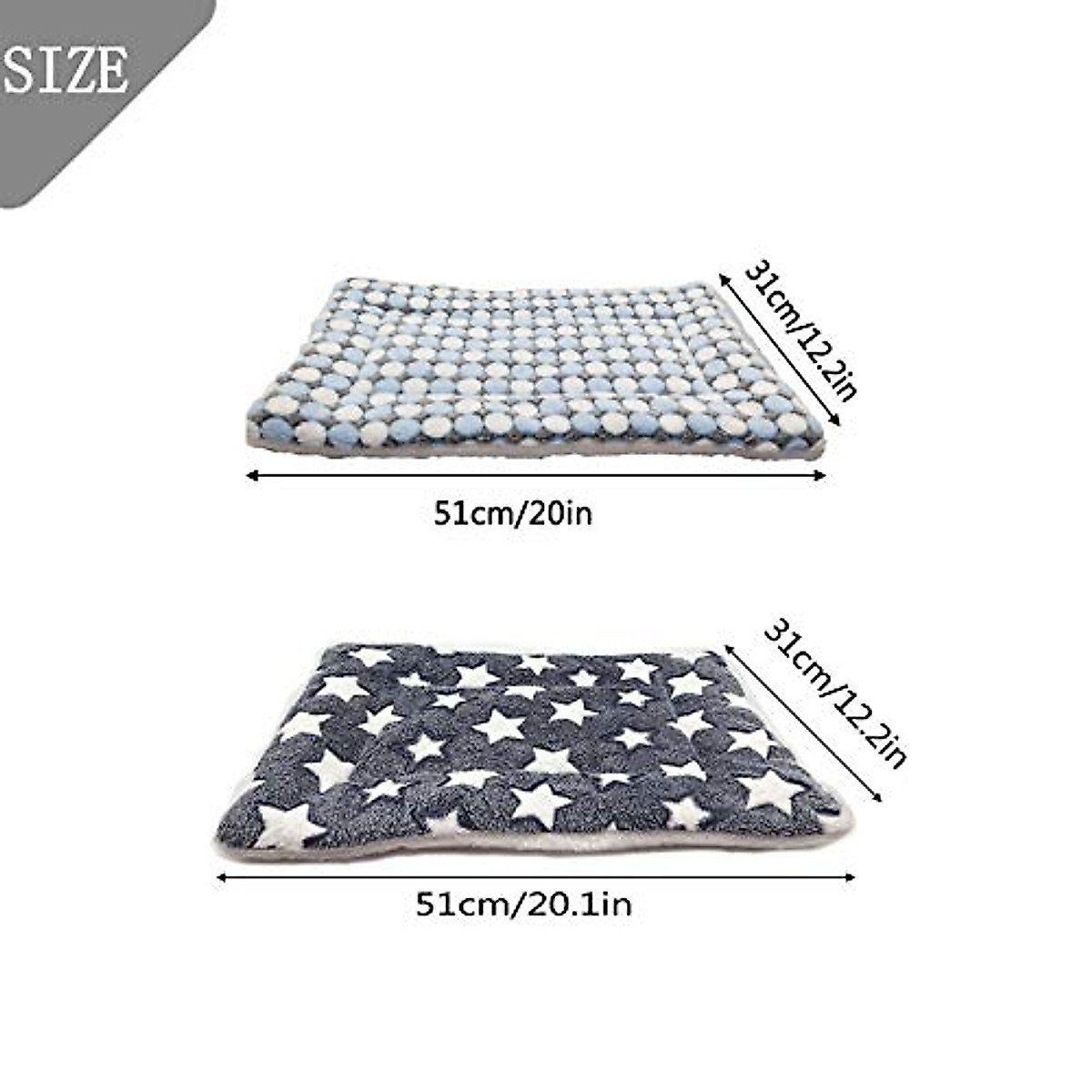 Bunny Warm Bed Mat Soft 20.1"x12.2" Hamster Plush Pad Small Animal Winter Sleep Bedding Mat Washable Bed House Nest Accessories for Bunny Hamster Guinea Pig Squirrel Hedgehog Chinchilla(2pcs)