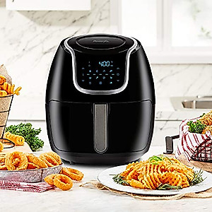 PowerXL Air Fryer Vortex - Multi Cooker with Roast, Bake, Food Dehydrator, Reheat Non Stick Coated Basket, Cookbook (7 QT, Black)