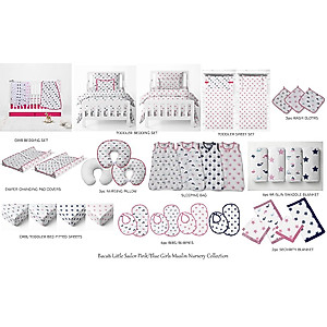 Bacati - Whales Silky Soft Breathable 100% Cotton Muslin Baby Crib Fitted Sheets - Fits Standard 28 x 52 x 5 Crib & Toddler Mattresses(Whales - Pink/Navy)