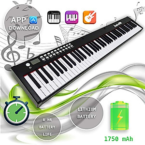 Dulcette DC11 88-Key Portable Piano Keyboard | Built-In Speakers | Semi-Weighted Keys | Sustain Pedal MIDI/USB | Electric Keyboard Piano 88-Keys | Music Stand | FREE CARRYING BAG