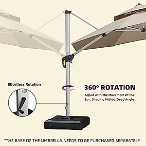 PURPLE LEAF 10 Feet Patio Umbrella Outdoor Round Umbrella Large Cantilever Umbrella Windproof Offset Umbrella Heavy Duty Sun Umbrella for Garden Deck Pool Patio, Beige