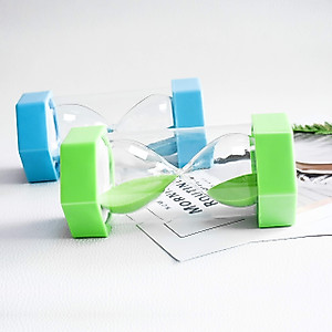 Sand Timer,XINBAOHONG Hourglass Sand Timer 5 Minutes 15 Minutes Timer Clock for Kids Games Classroom Home Office Kitchen Use (Pack of 2) (4.7''X 2.3'', 5 Min(Blue) and 15 Min(Green))