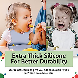 Lull Kids Silicone Bibs for Babies - Easy Clean Silicone Bibs With Food Catcher - Baby Eating Supplies, Waterproof Bibs - Silicone Baby Bibs For Girls, Baby Bibs For Boys, Toddler Bibs (Pink/Cream)