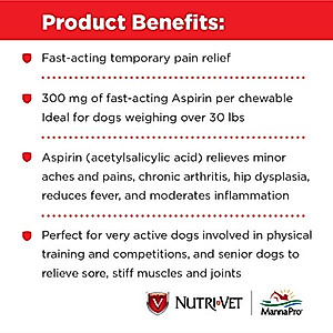 Nutri-Vet Aspirin for Dogs | Medium to Large Dogs | 300mg | 75 count