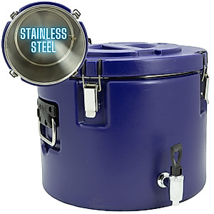 5 Gallon Insulated Beverage Cooler: Dispenser with Stainless Steel Interior and Spout/Spigot, Portable Sports Cooler for Camping, Outdoors - Fun Round Water Jug - Stackable