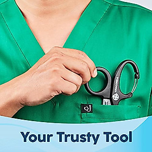 2 Pack Anaconda Medical Trauma Shears with Built-In Carabiner Clip (7.5 inch, Black and Blue)