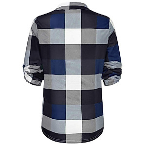 Women Roll Up Long Sleeve Flannel Plaid Shirt Pullover V Neck Slim Tops Casual Loose Boyfriend Tunic T Shirts Blouses
