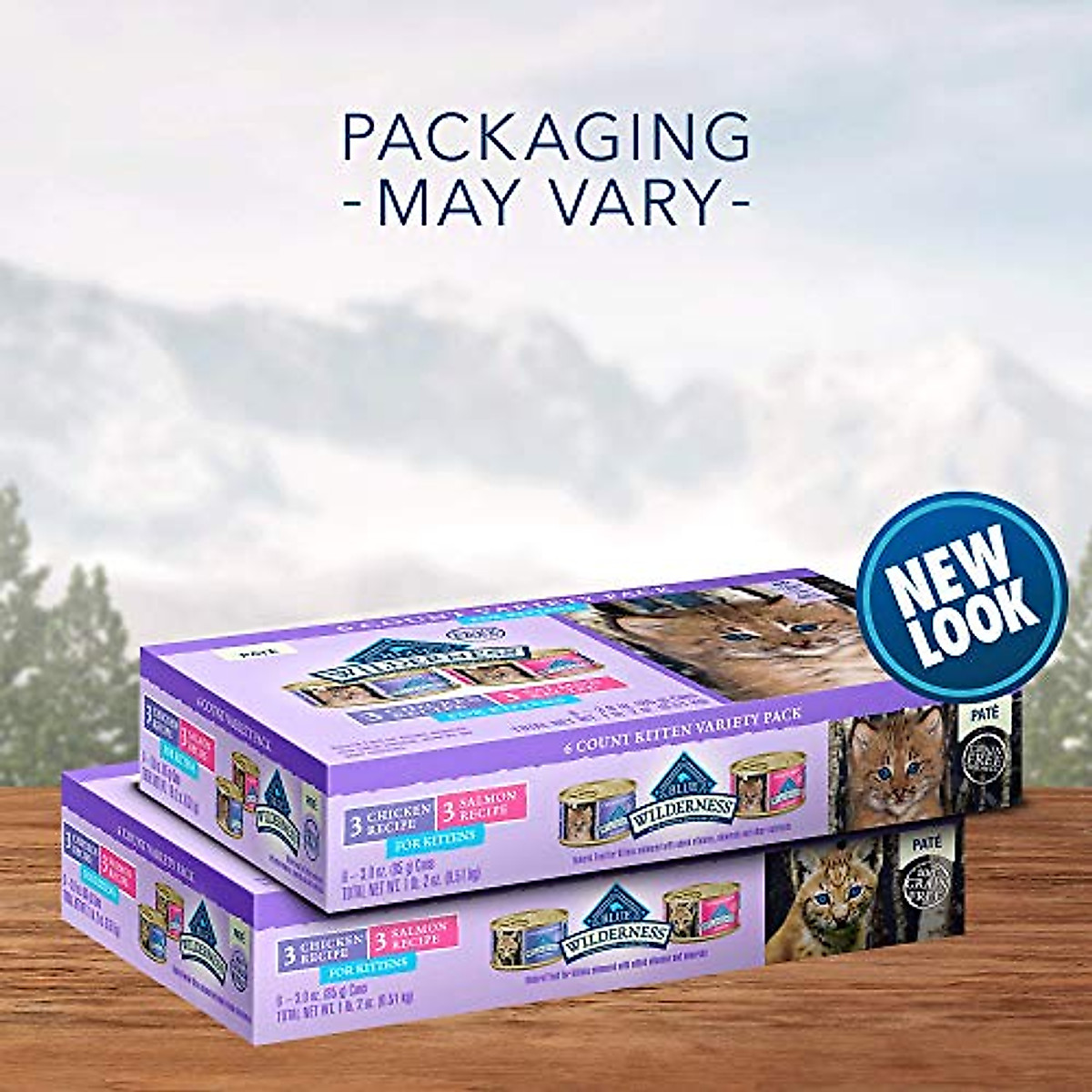 Blue Buffalo Wilderness High Protein Grain Free, Natural Kitten Pate Wet Cat Food Variety Pack, Chicken, Salmon 3-oz (6 Count- 3 of Each Flavor)