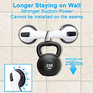 Consss Shower Grab Bars for Seniors, 250BL Shower Handles for Elderly Suction, Safety Heavy Bathtubs Grab Bars 2PCS Handicap Grab Bars Support for Bathroom/Showers/Toilet