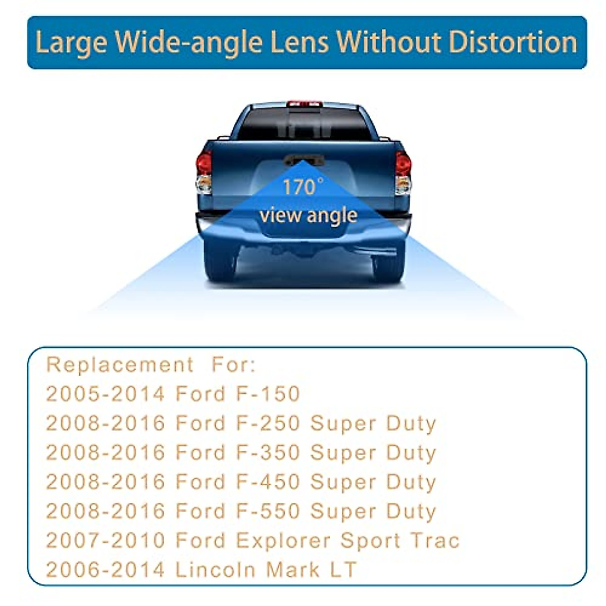 Backup Camera Tailgate Handle, Compatible with 2005-2014 Ford F150, 2008-2016 F250 F350 F450 F550 Super Duty, 2007-2010 Explorer Sport Trac, 2006-2008 Lincoln Mark LT, Rear View Camera, Reverse Camera