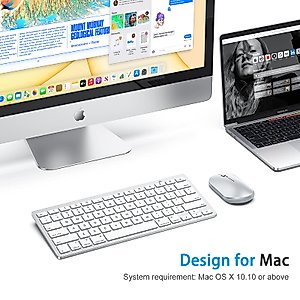 OMOTON Compact Wireless Bluetooth Keyboard for MacBook, iMac, Mac Mini - Compatible with Apple Laptops and Desktops