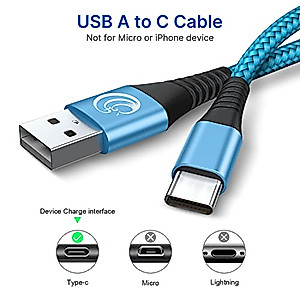 USB C Cable 10FT 3Pack Fast Charging Nylon Braided Long Type C Charger Cable Compatible with Samsung Galaxy S23 S22 S21 S10 S9 S8 A02s A03s A11 A12 A13 A20 A21 A32 A42 A53 Z Fold 4, Tablet, LG, Moto