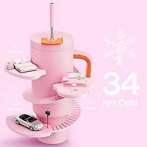 ENCOOL 40 oz Tumbler with Handle and Straw, 100% Leakproof Insulated Tumbler with Lid and Straw, Stainless Steel Travel Mug, Keeps Cold for 34 Hours, Car Cup Holder Friendly (Blush)