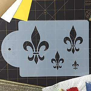 Designer Stencils Fleur De Lis Cake Stencil Motif, Beige/Semi-Transparent, 4 X 2, 3 X 2, 2 X 1.3, 1 X 0.7