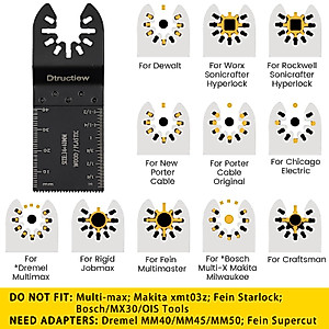 DTRUCTIEW Oscillating Saw Blades, Quick Release Multi Tool Blades Kits Universal Oscillating Tool Blades Compatible with Dewalt, Ryobi, Makita, Bosch, Craftsman (100 Pieces)