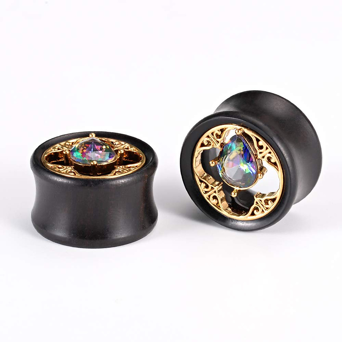 TBOSEN 2PCS Ebony Wood Ear Tunnel Plug Flesh Tunnels Stretching Piercings Expanders Ear Gauges0g-1 in 8mm-25mm