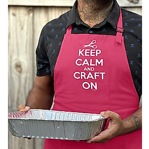 Keep Calm and Craft On Funny Apron for Crafting Crafter Scrapbooking Quilting Sewing Two Pocket Apron for Crafting Scrapbooker Apron Heliconia