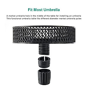 JEAREY 13” Patio Umbrella Table Tray for Beach Umbrella, Portable Round Table Tray with Umbrella Hole for Beach Patio Garden Poolside, Black…