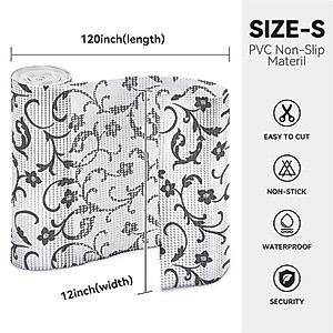 RAY STAR Shelf Liner, Non-Adhesive Refrigerator Liners for Shelves 12 * 120 inch, Vinyl Shelf Drawer Liner Non-Slip Bathroom Cabinet Liner for Kitchen/Storage/Desks (Wistereia)