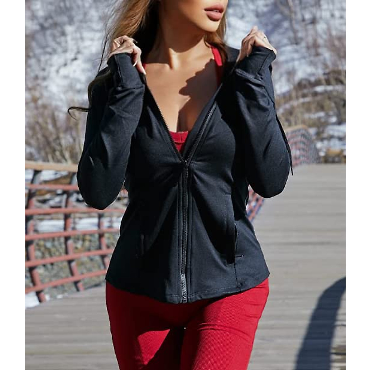 VUTRU Women's Full Zip Up Workout Hoodie Athletic Running Track Jacket