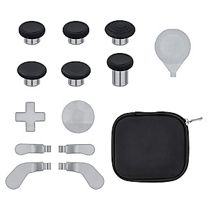 Mcbazel 13 in 1 Metal 6 Swap Thumbsticks Joysticks, 4 Trigger Paddles, 2 D-pads with Adjustment Tool and Carry Case for Xbox One Elite Series 2 Controller - Silver