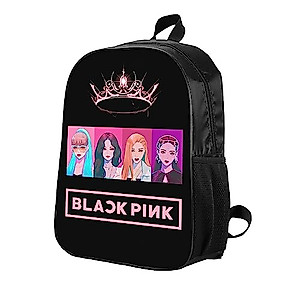 Hascupxs Black Casual Pink Student Backpack Set Daypack Lightweight Girls Laptop Backpack with Insulated Lunch Box School Bookbags for Fans Gifts,crown