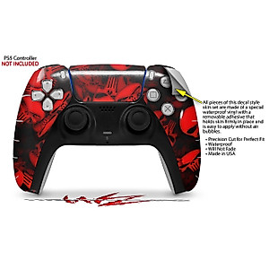 WraptorSkinz Skin Wrap compatible with Sony PS5 DualSense Controller Skulls Confetti Red (CONTROLLER NOT INCLUDED)